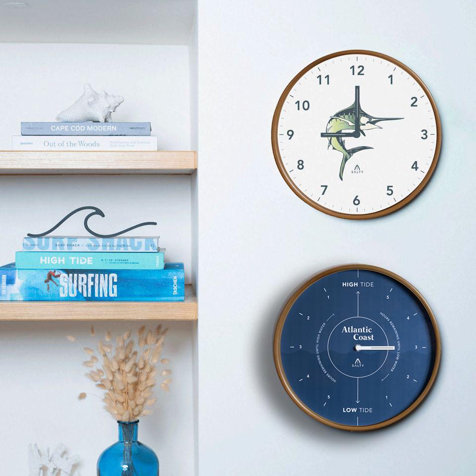 Atlantic Coast Bundle: Tide Clock Blue Classic + Marlin Wall Clock ...